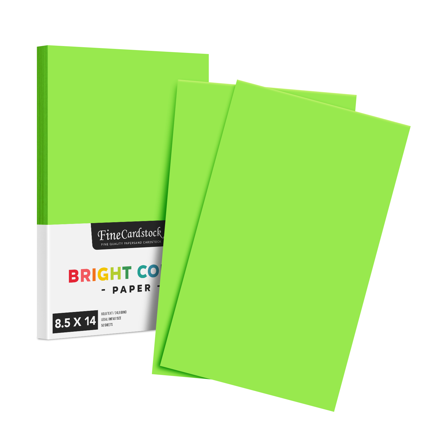 8.5 x 14 Color Paper Neon Green - Bulk and Wholesale - Fine Cardstock